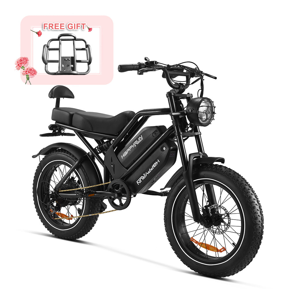 HappyRun G70 2000W Dual Battery Electric Cargo Bike, Utility Electric ...